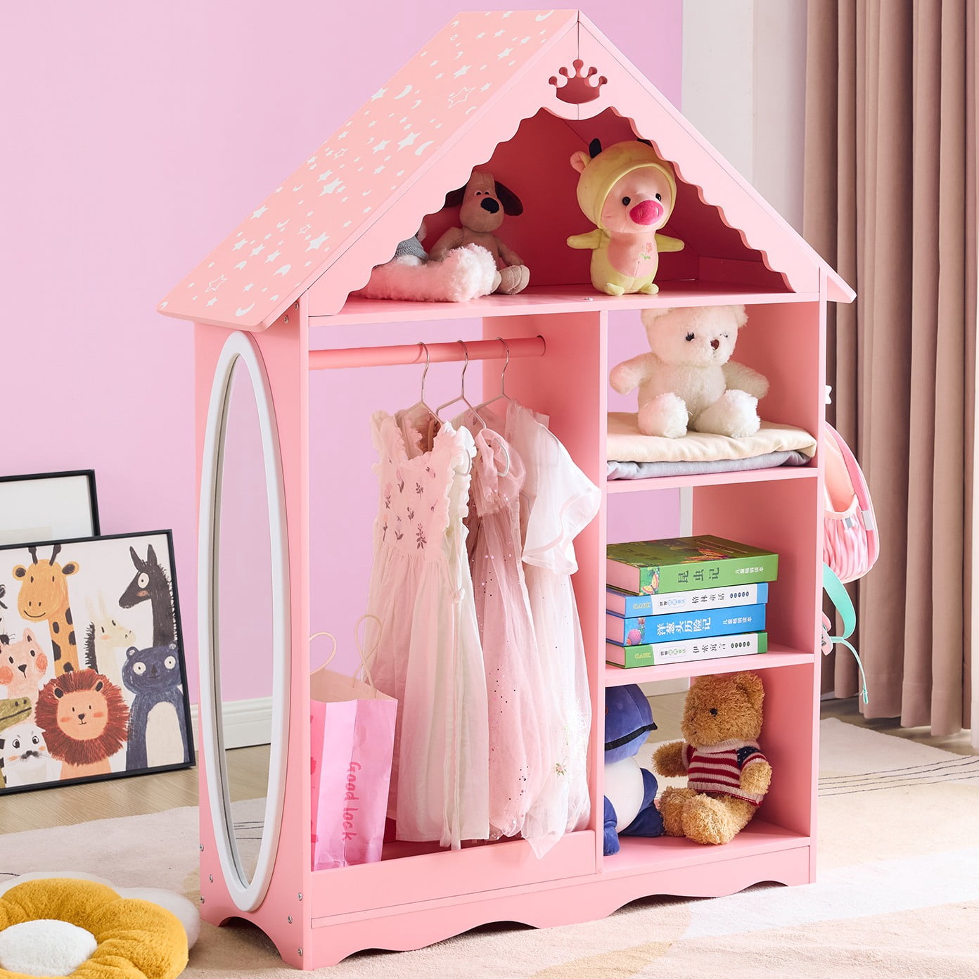 Ktaxon Kid's See and Store Dress-up Center, Wardrobe Armoire Children ...