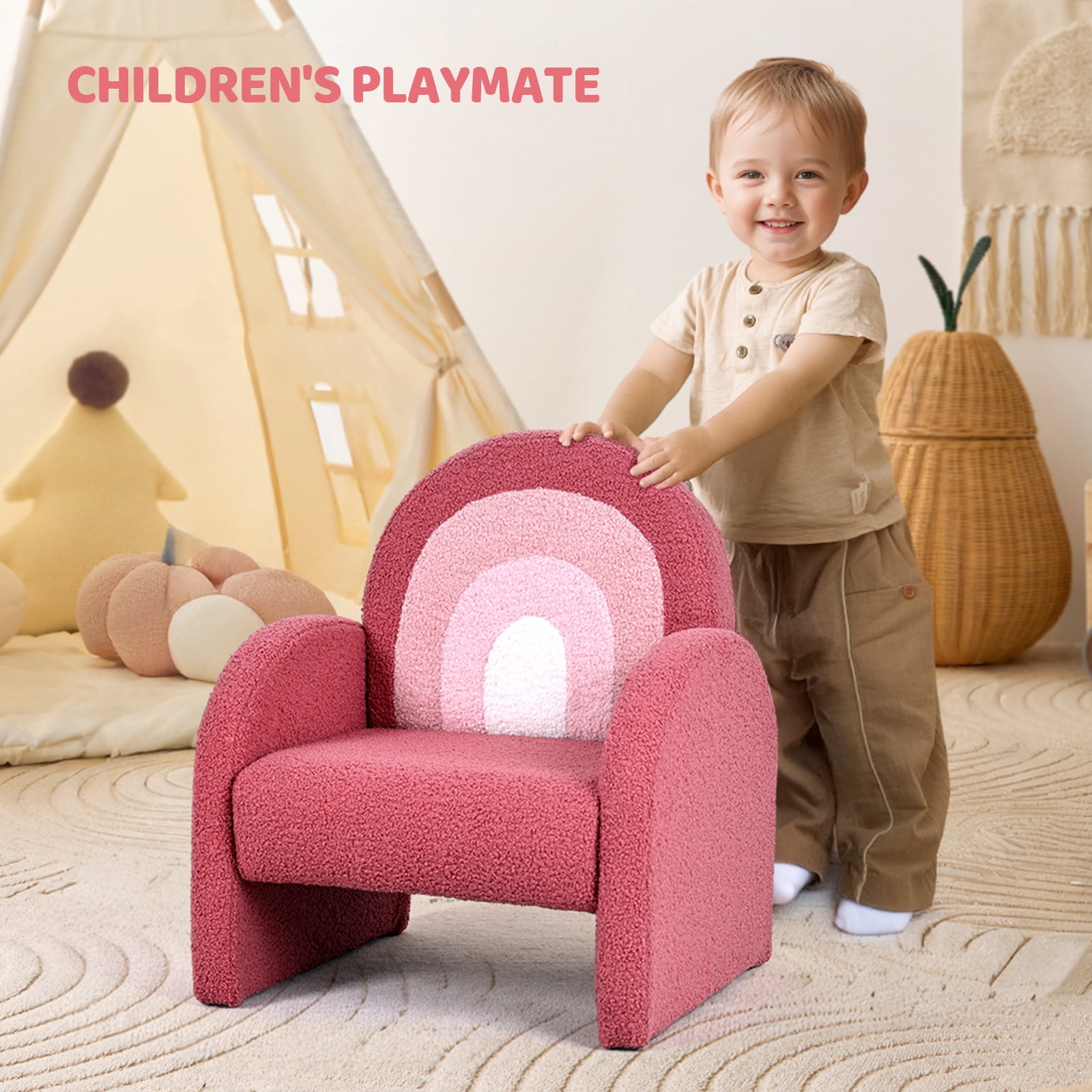 Ktaxon Kids Sofa with Wooden Frame, Teddy Velvet Toddler Accent Chair ...