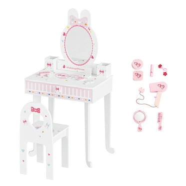 Ktaxon Kids Play Makeup Vanity Set with 3-Color Light, Girls Vanity ...