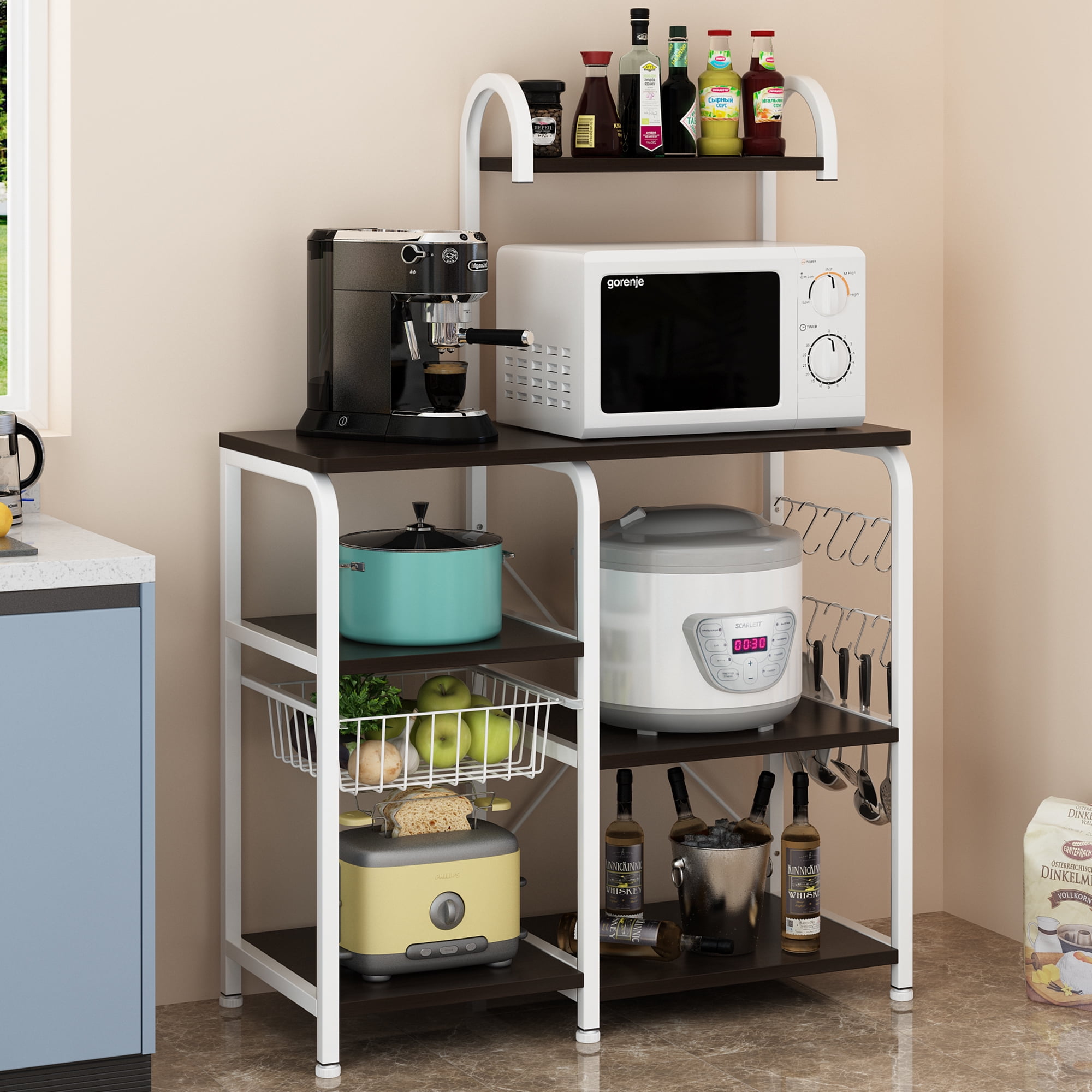 Ktaxon 5-Tier Kitchen Baker's Rack with Microwave Stand and Utility ...