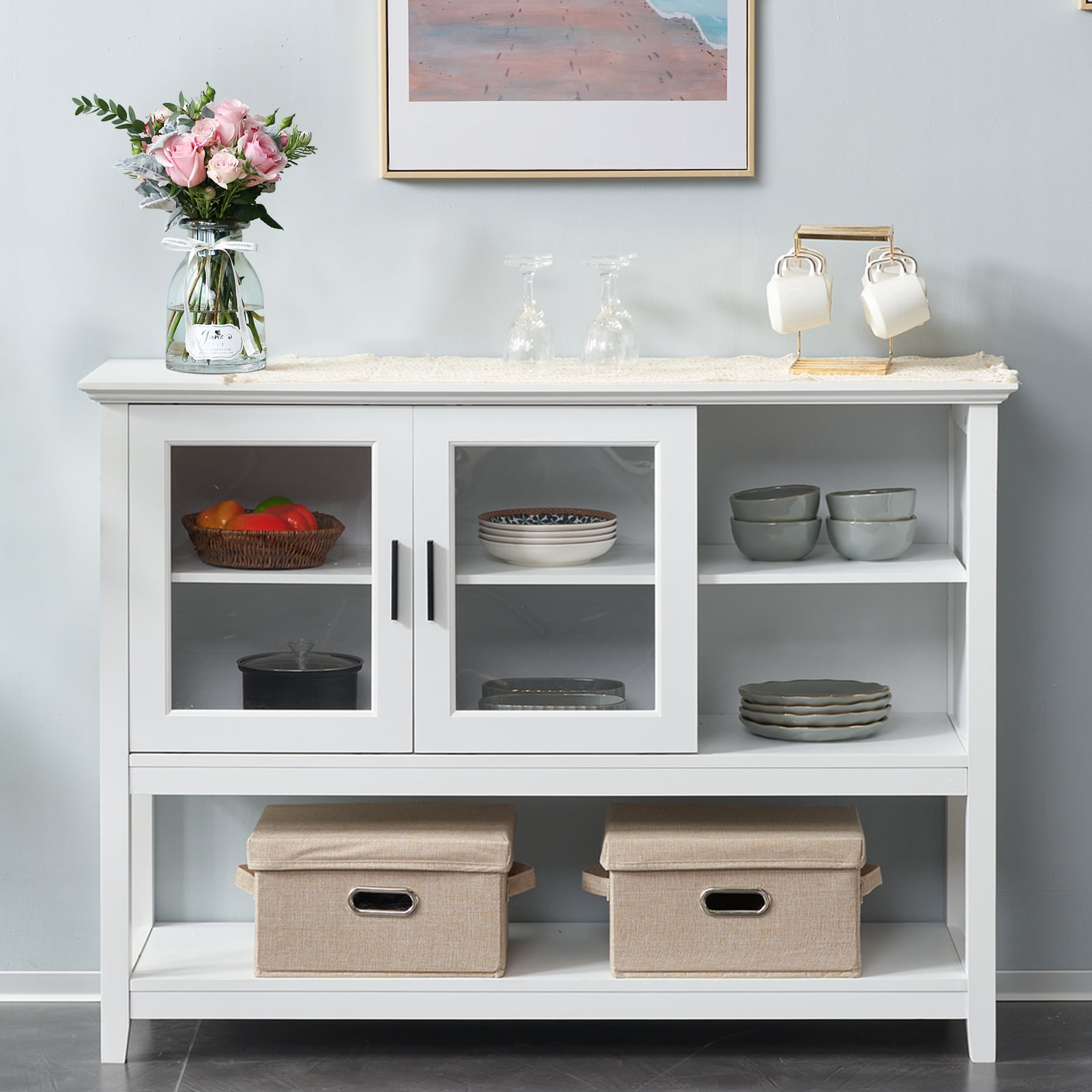 Ktaxon Kitchen Pantry Sideboard Buffet Cabinet, Coffee Bar with Storage ...