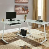 Ktaxon L-Shape Corner Computer Desk PC Glass Laptop Study Table ...