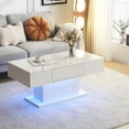Ktaxon LED Coffee Table, White High Gloss with Storage Top, 1 Drawer ...