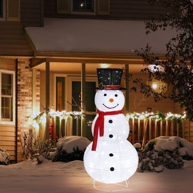 Ktaxon Large Led Lighted Snowman With Top Hat For Yard Indoor And