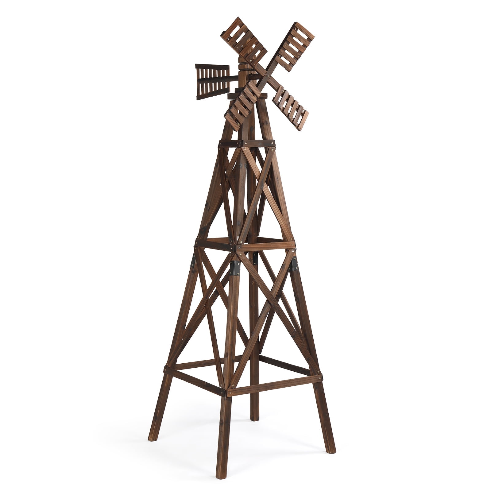 Ktaxon Large 6.9ft 2-Tier Cross Lattice Wooden Windmill Garden Decor ...