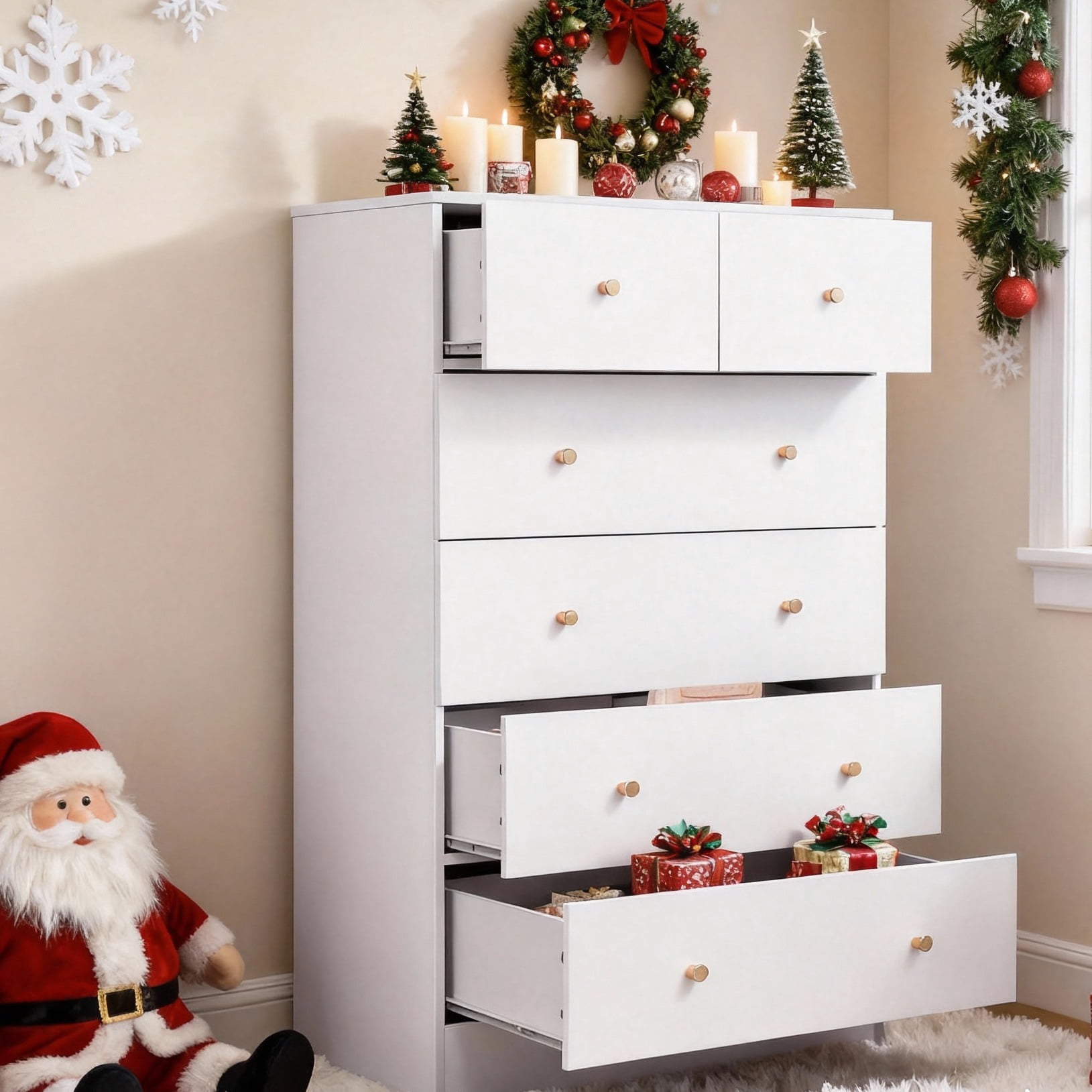 Ktaxon Large 6 Drawers Dresser Chests for Bedroom, Wood Chset of ...