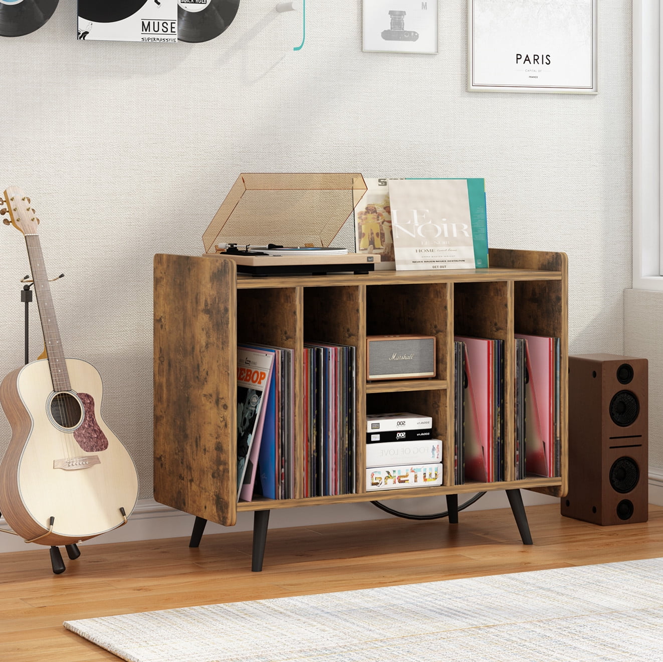 Ktaxon Large Record Player Stand, Turntable Stand with Charging Station ...