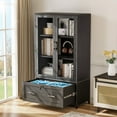 Ktaxon Lockable Tall Office Furniture, 4-Tier Bookshelf with Drawers ...
