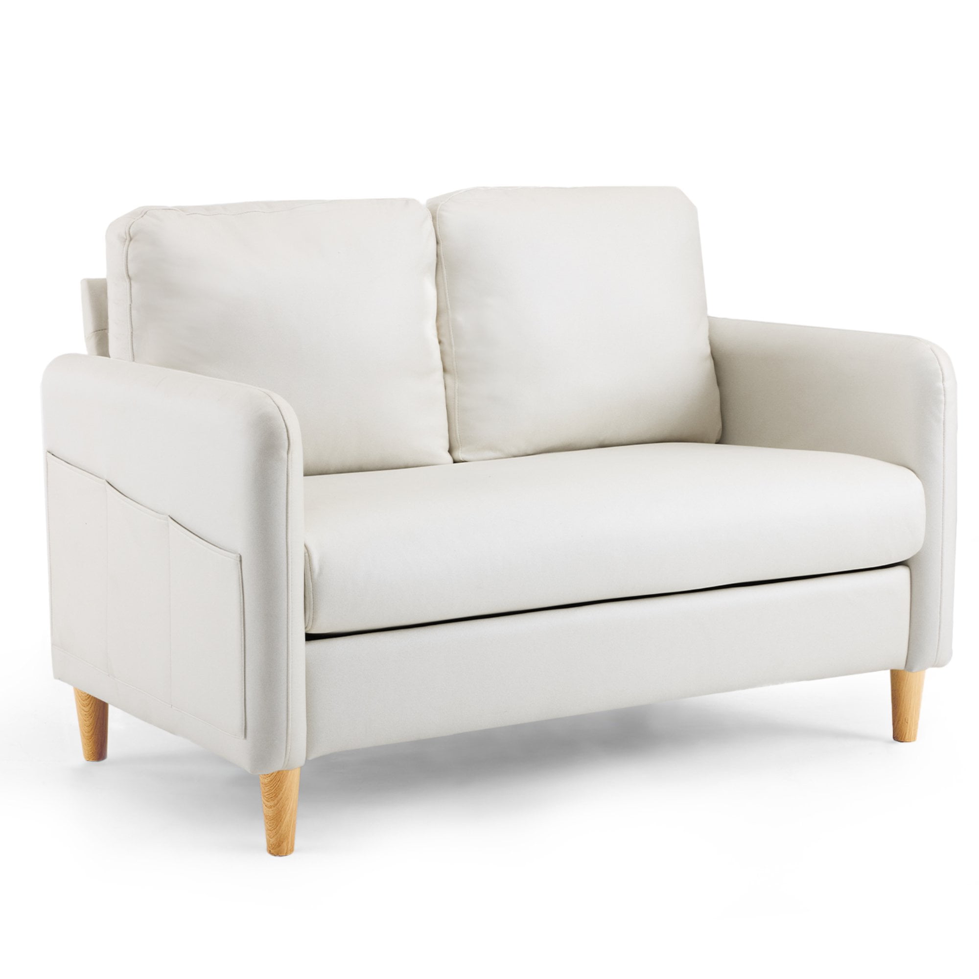 Ktaxon Loveseat Sofa with Side Bags 47" 2-Seat Small Couch with Wood ...