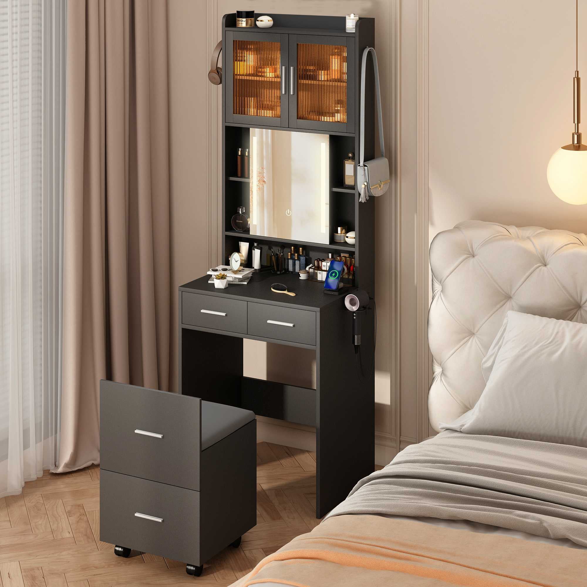 Ktaxon Makeup Vanity Table for Small Spaces, Vanity Table Set with ...