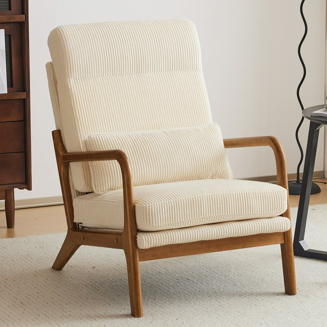 Ktaxon Mid Century Modern Accent Chair, Corduroy Armchair, High Back ...