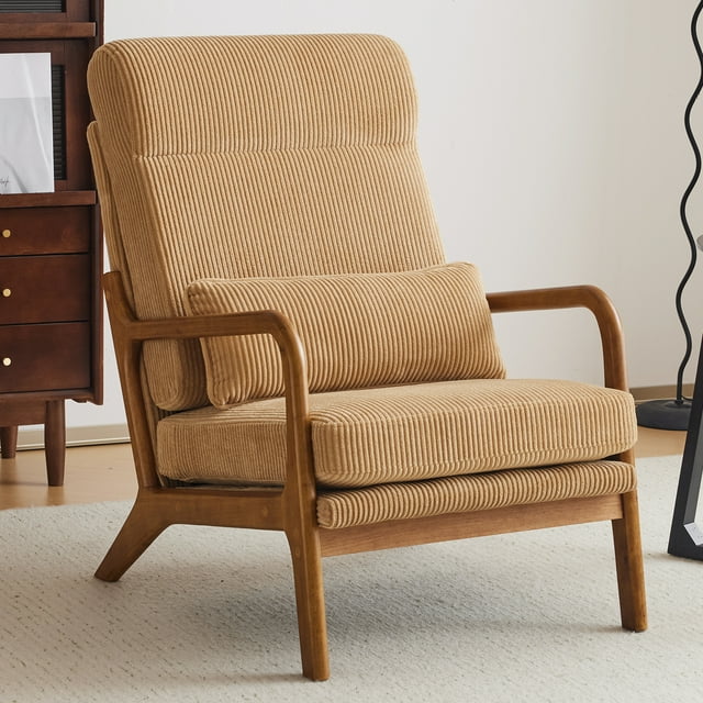 Ktaxon Mid Century Modern Accent Chair, Corduroy Armchair, High Back ...