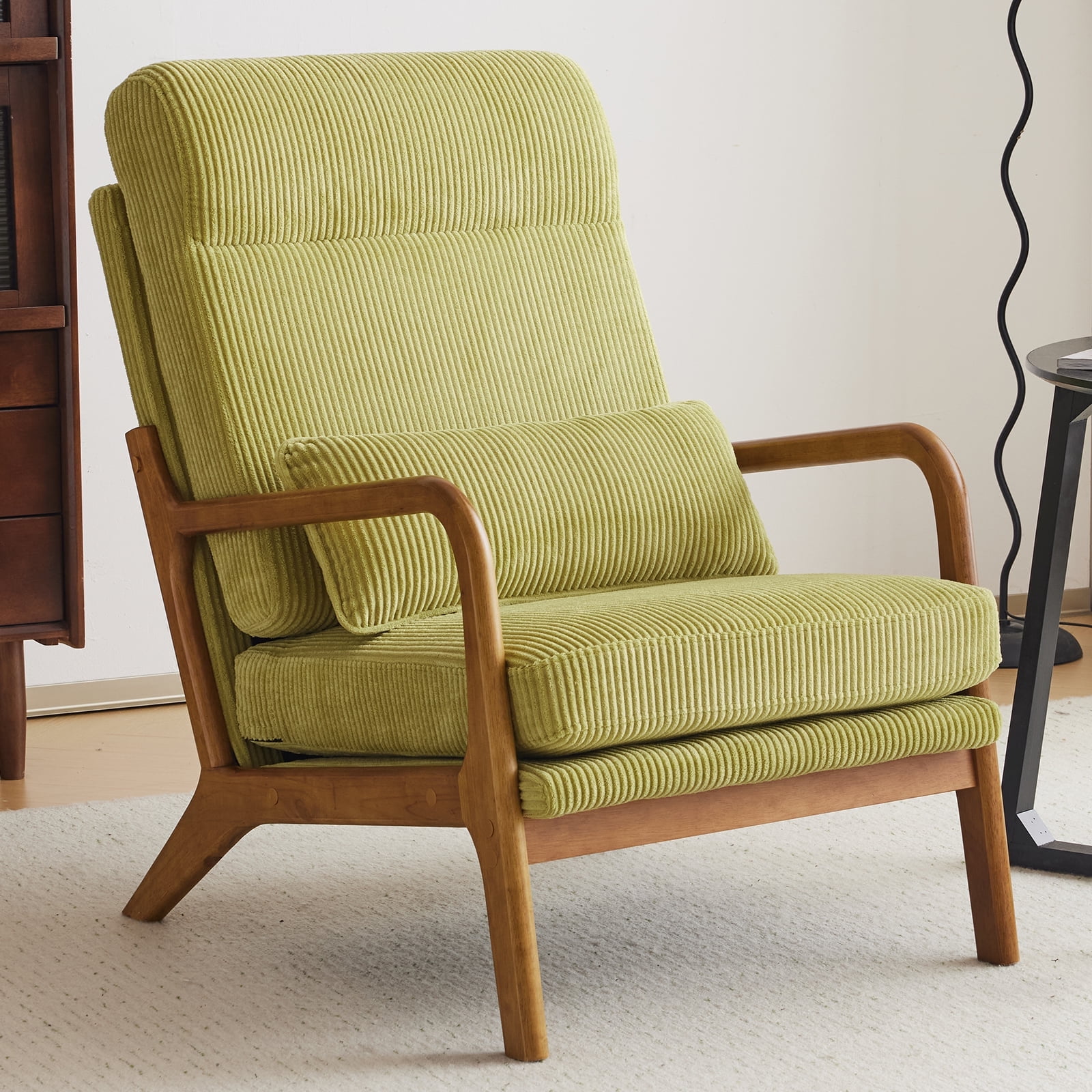Ktaxon Mid Century Modern Accent Chair, Corduroy Armchair, High Back ...