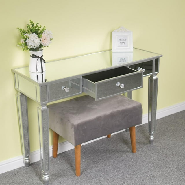 Ktaxon Mirrored Console Table Sofa Vanity Table with 3 Drawers Entryway ...