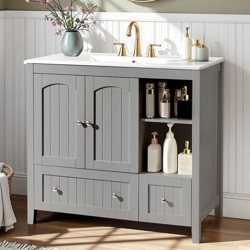 Ktaxon Modern 36'' Bathroom Vanity Set with Sink Ceramic Top ...