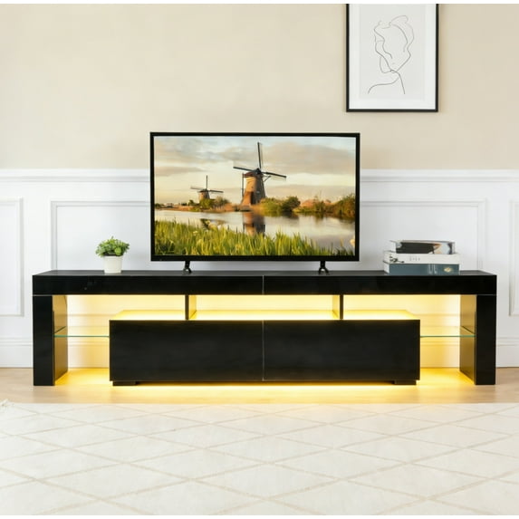 Ktaxon Modern LED TV Stand for 55/60/65/70" TVs, Black Entertainment ...
