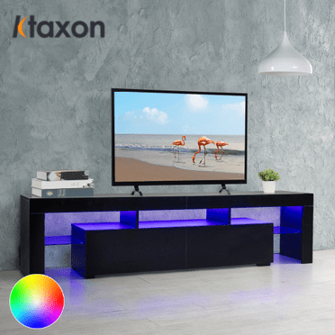 Arm TV Stand for TVs up to 90", Modern High Gloss 79" Entertainment ...