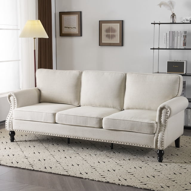 Ktaxon Modern Linen 3 Seater Sofa Extra Deep American Style Couch for ...