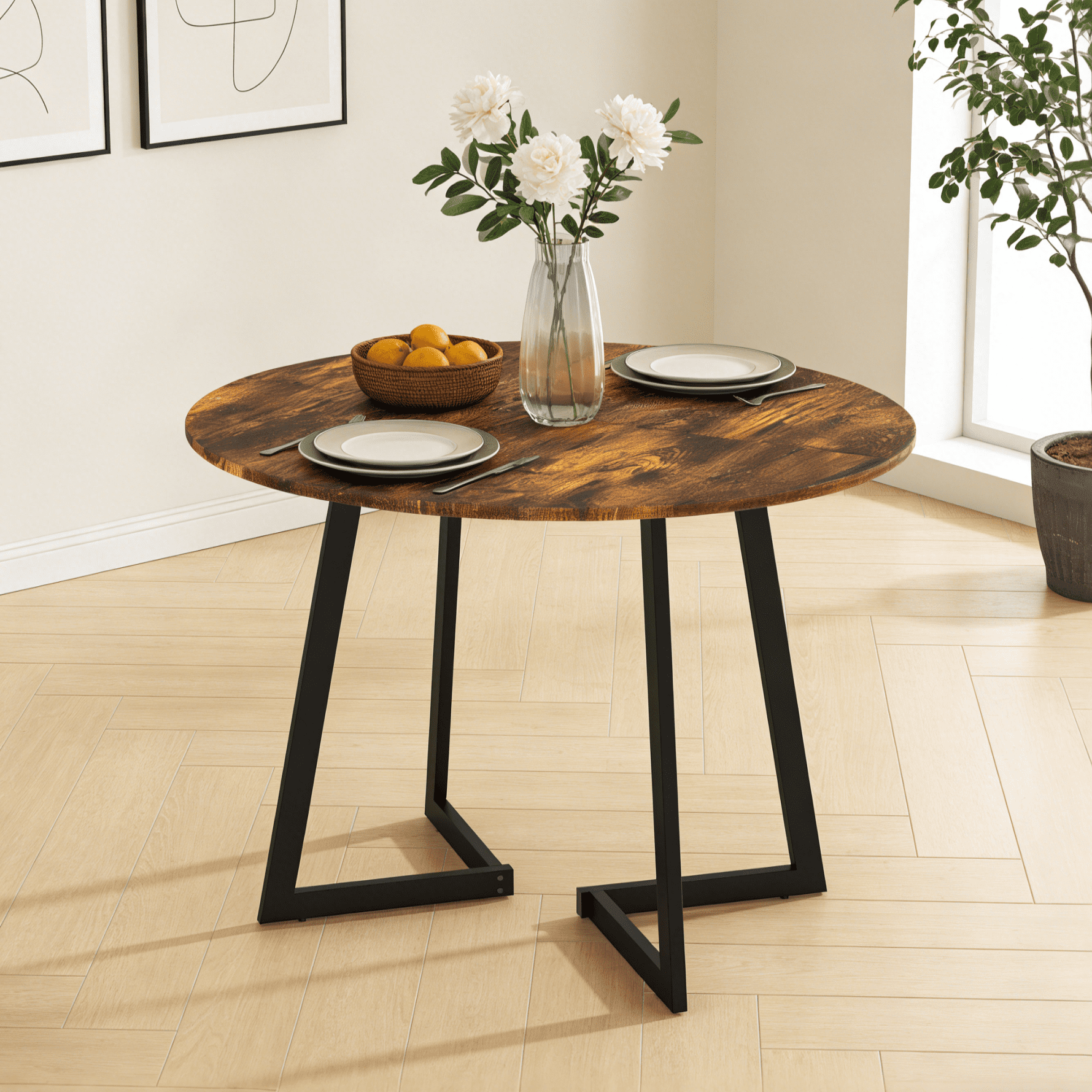Ktaxon Modern Round Dining Table for 2~4, Simplistic 35.5" Kitchen ...