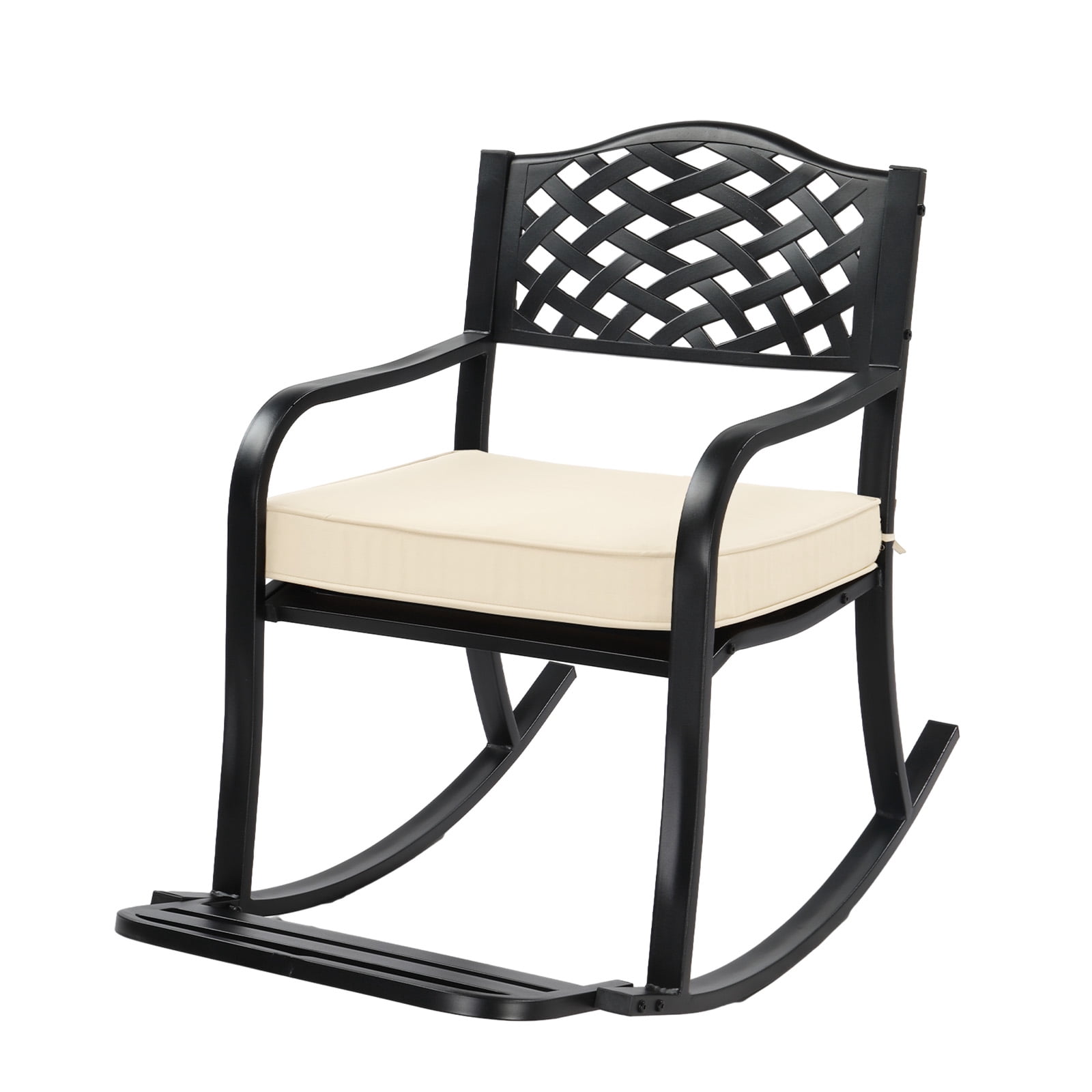 Ktaxon Outdoor Metal Rocking Chair, Patio Rocking Seating with Cushion ...