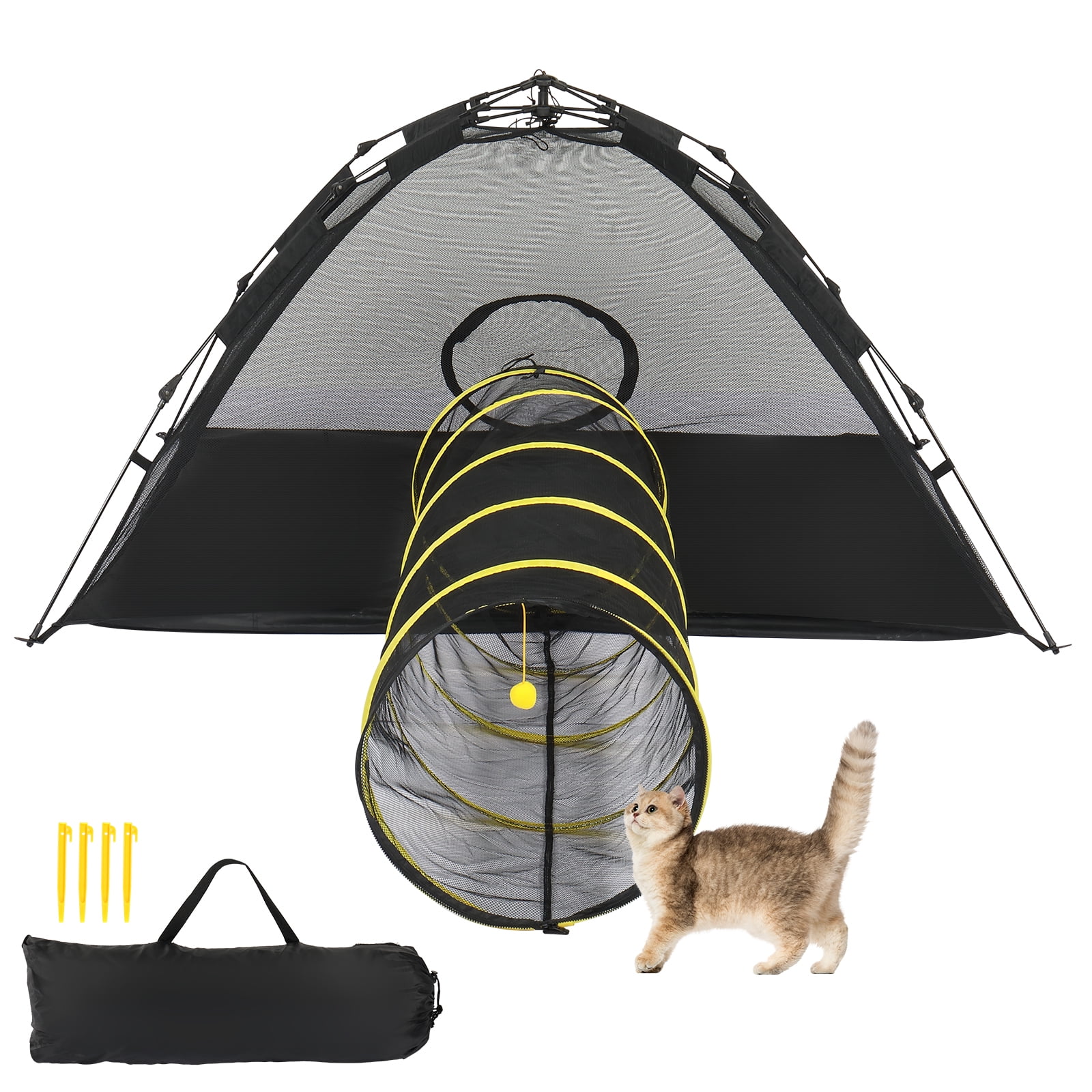 Ktaxon Cat Playpen with Tunnel, 2-in-1 Indoor Outdoor, Breathable Mesh ...