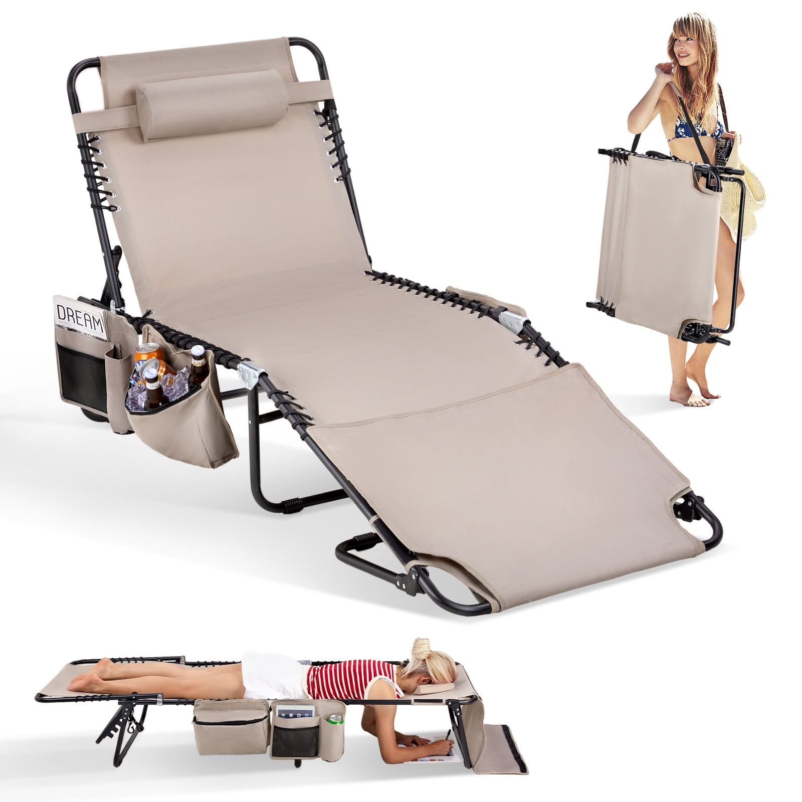 Ktaxon Outdoor Oversized Tanning Chair, Patio Beach Lounge Chair with ...