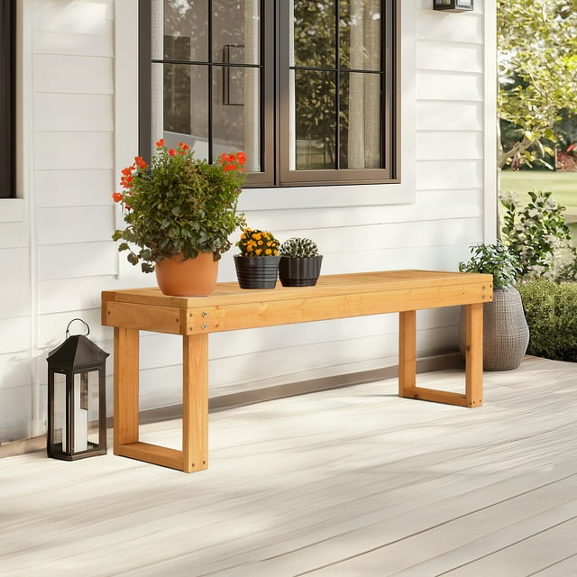 Ktaxon Outdoor Wooden Bench, 52" Wood Patio Bench, Weatherproof Outdoor ...
