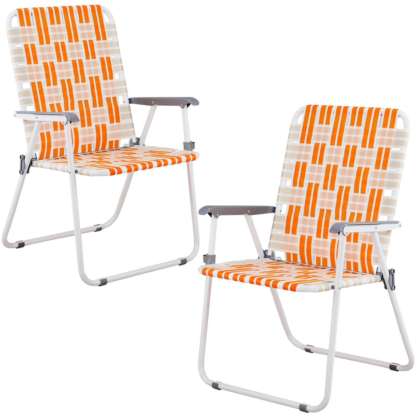 Ktaxon 2Pcs Patio Folding Web Lawn Chair Set, Outdoor Beach Chair ...