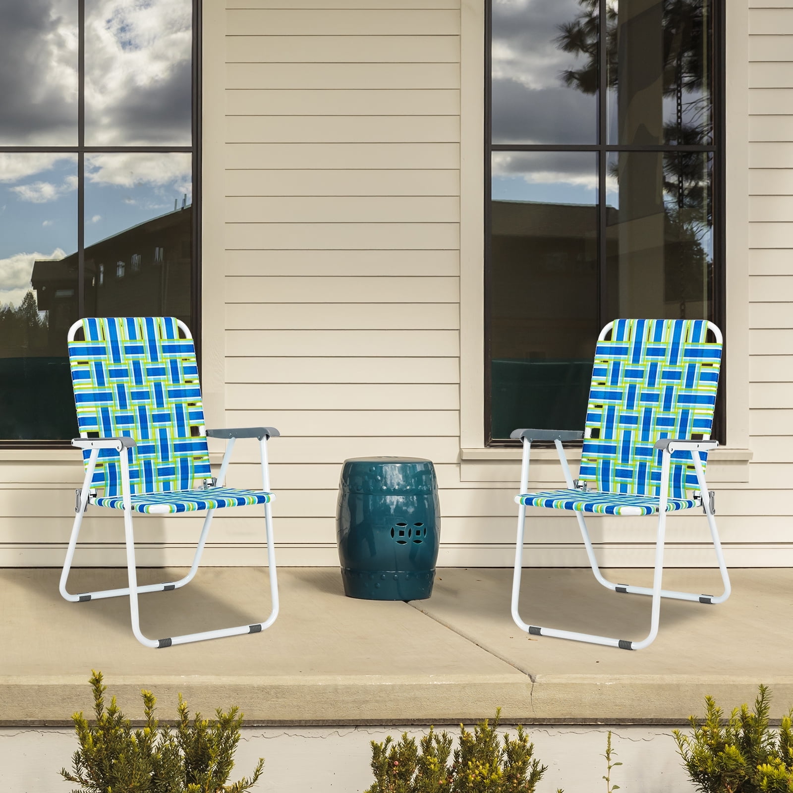 Ktaxon Patio Lightweight Foldable Lawn Chair Set - 2 Pack, Wide Outdoor ...