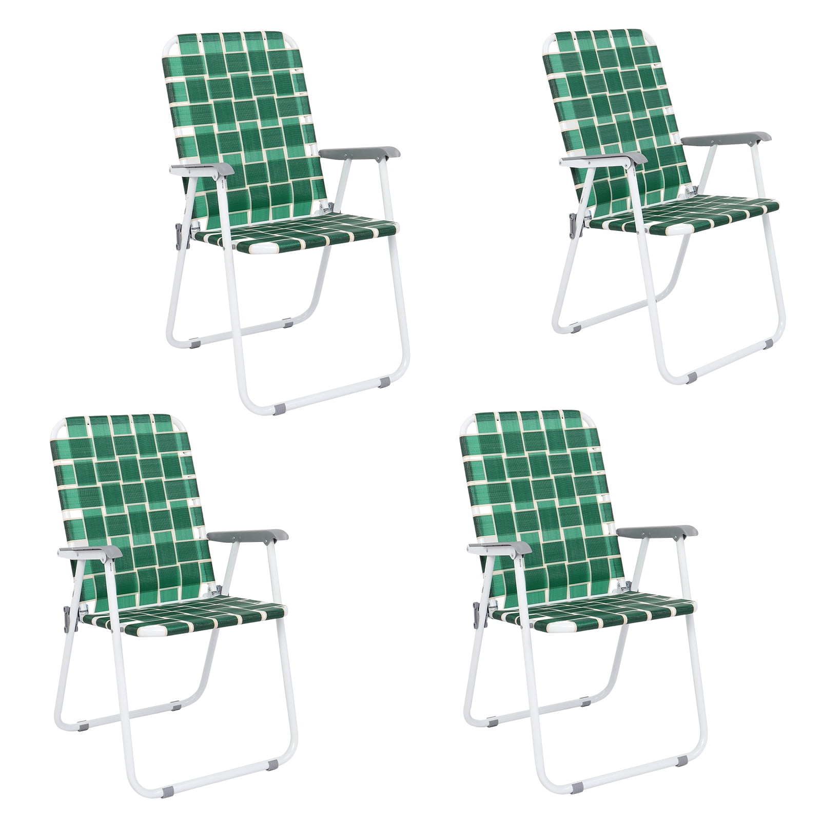 Ktaxon 4Pcs Patio Folding Web Lawn Chair Set, Outdoor Beach Chair ...