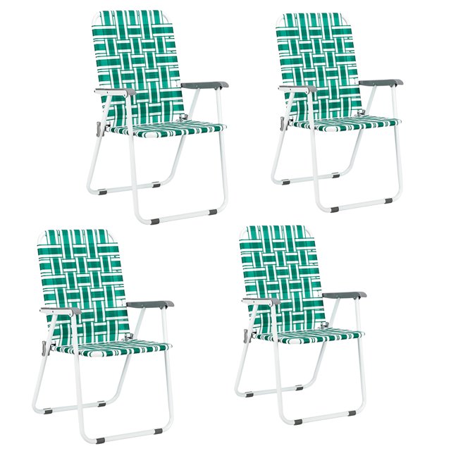 Ktaxon Patio Folding Web Lawn Chair Set, 4 Pack Outdoor Beach Chair ...