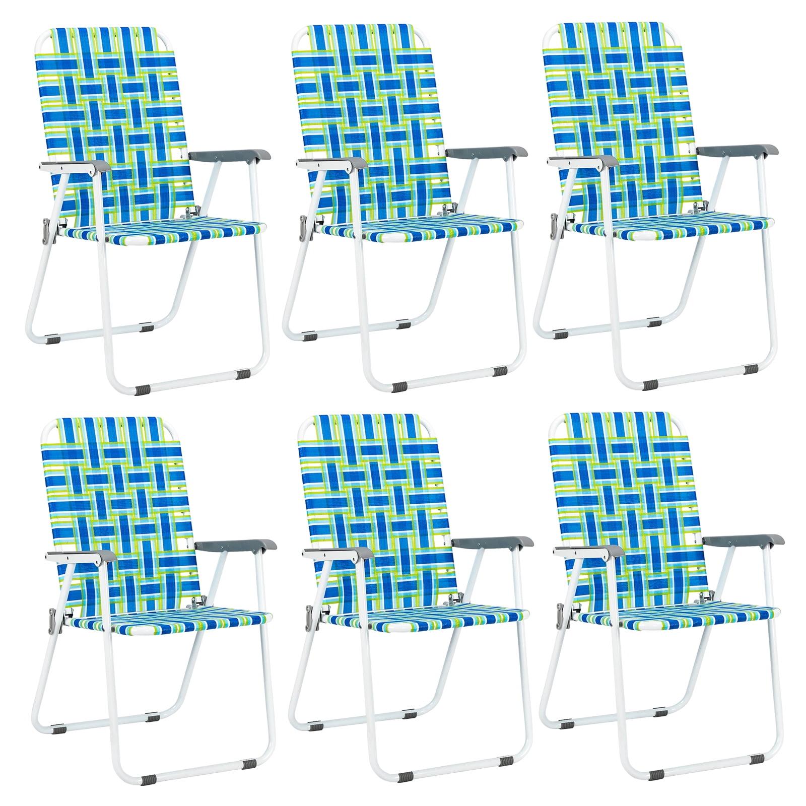 Ktaxon Patio Folding Web Lawn Chair Set, 6 Pack Outdoor Beach Chair ...