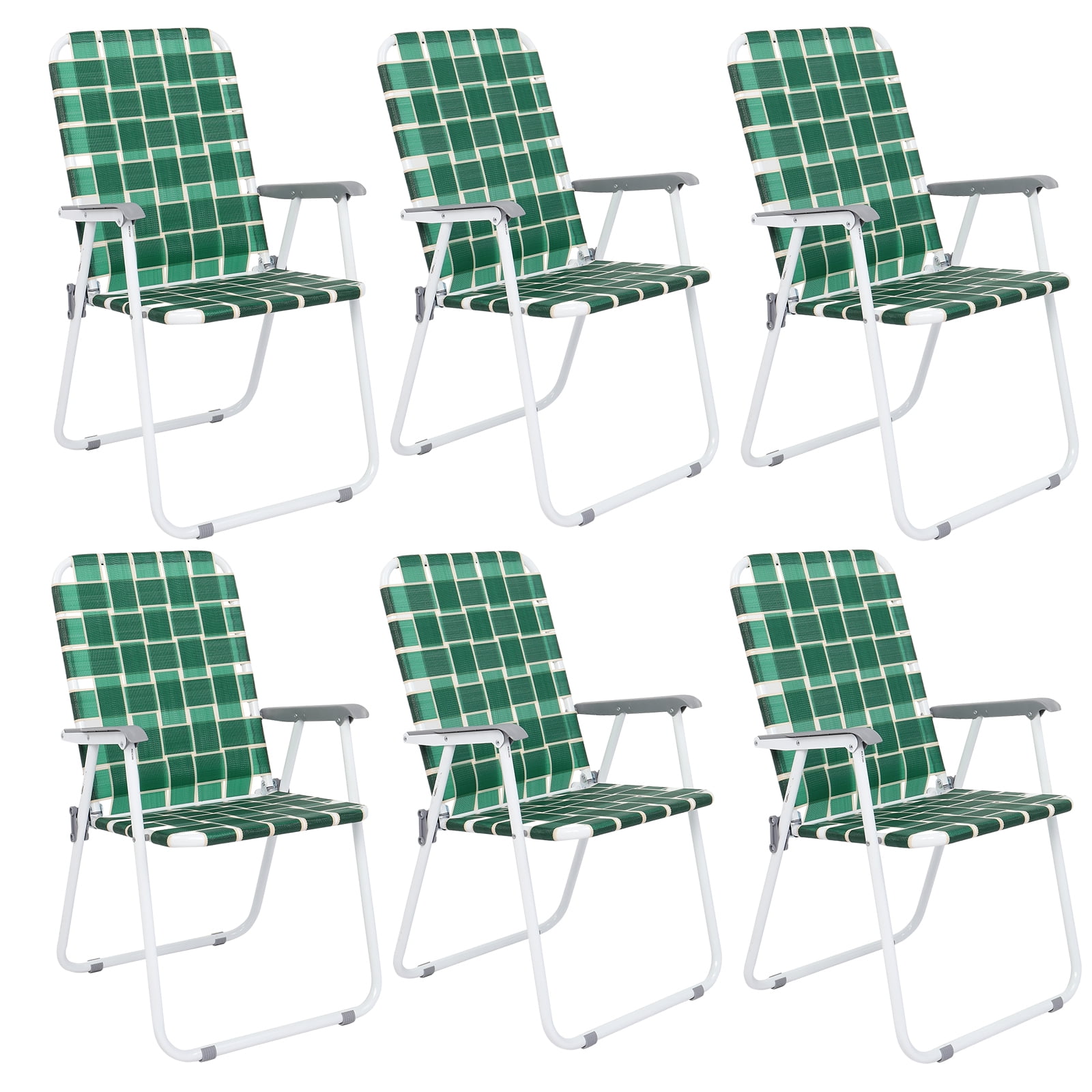 Ktaxon Patio Folding Web Lawn Chair Set 6 Pack Outdoor Beach Chair ...
