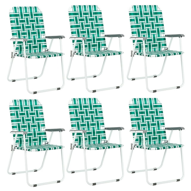 Ktaxon Patio Folding Web Lawn Chair Set, 6 Pack Outdoor Beach Chair ...