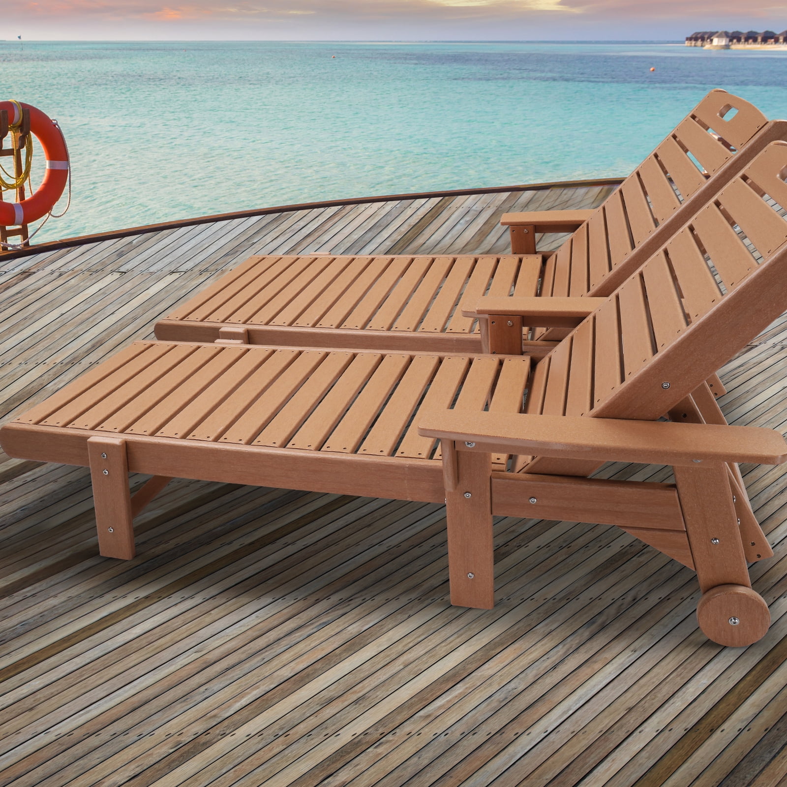 Ktaxon Stackable Patio Lounge Chairs, Set of 2, Adjustable Reclining ...