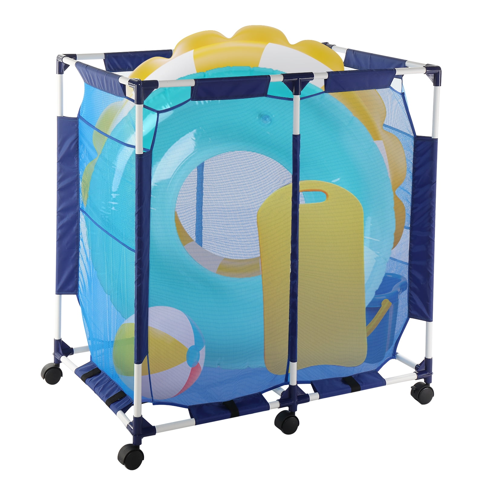 Ktaxon Pool Storage Organizer Bin Rolling Poolside Mesh Container Pool ...