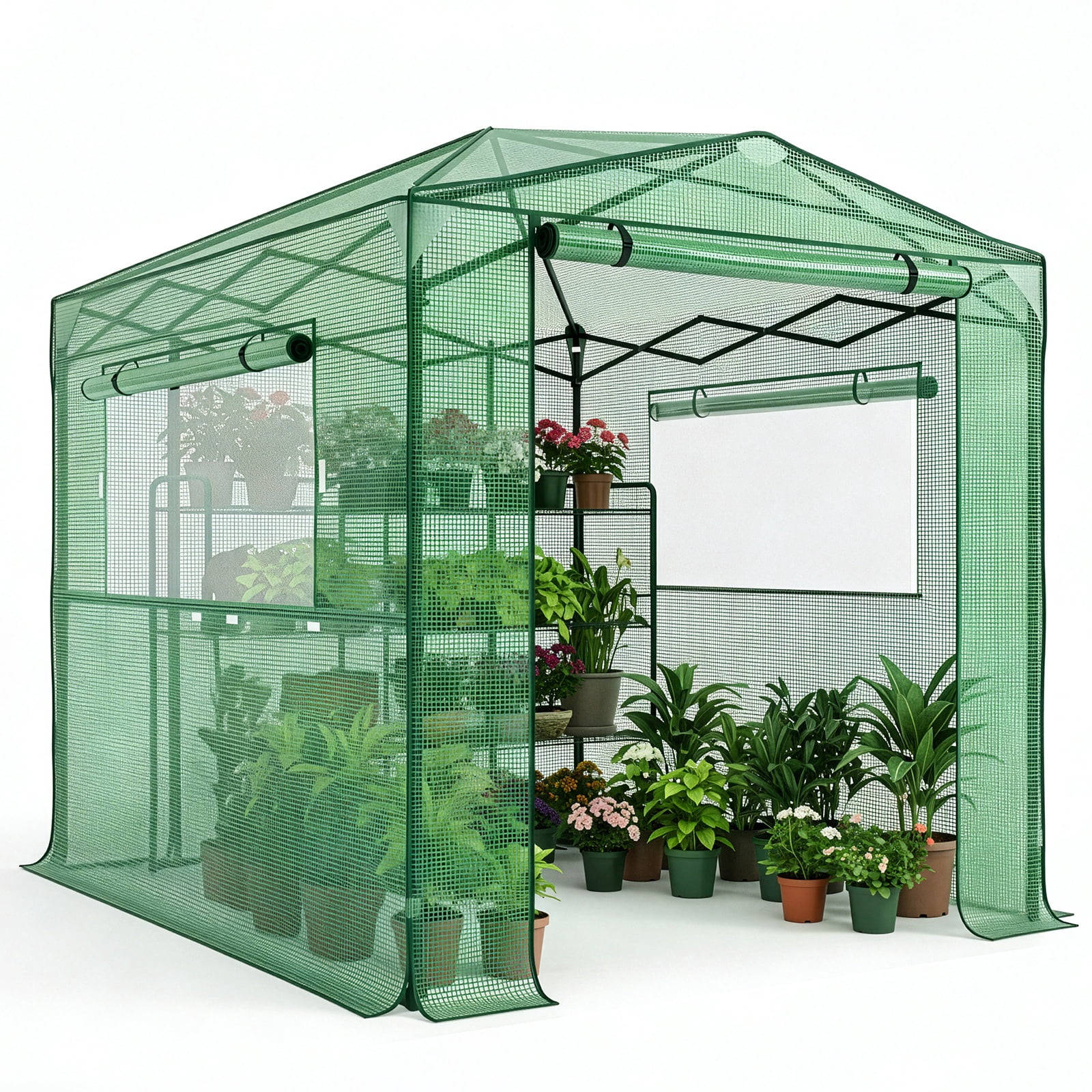 Ktaxon Pop Up Greenhouse Tent, 6x8ft Instant Walk-in Design with Green ...