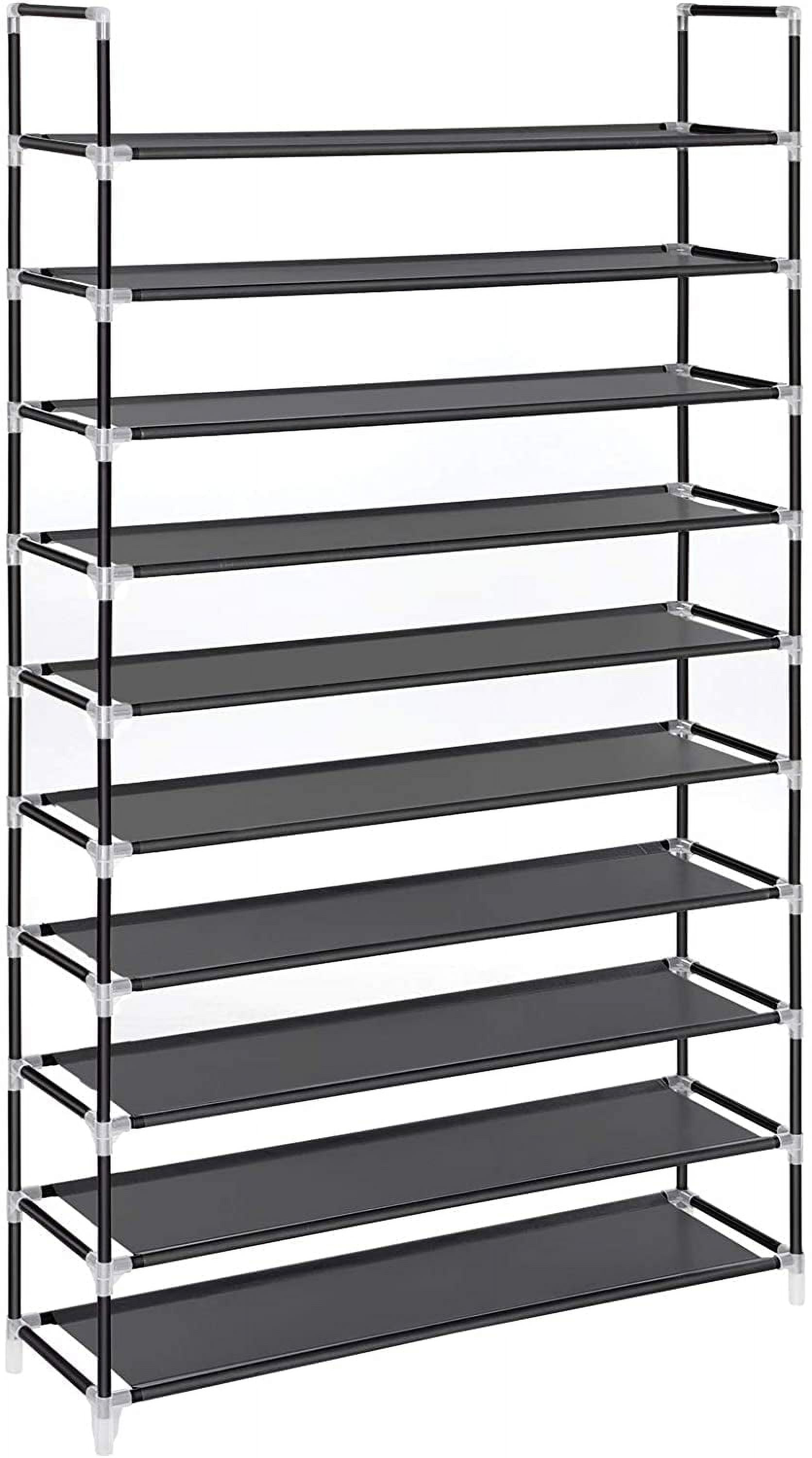 "Ktaxon 10-Tier Shoe Rack, Holds 50 Pairs, Black Finish, Space-Saving ...