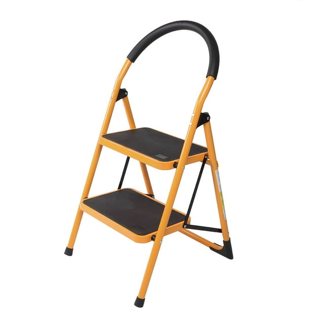 Ktaxon 2-Step Folding Ladder with Plastic Handrails, Heavy-Duty Iron ...