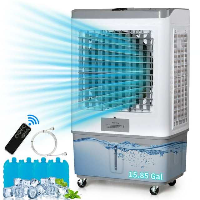 Ktaxon 2900CFM Portable Air Cooler, 15.8Gal/60L Tank, 3 Speeds, 12H ...