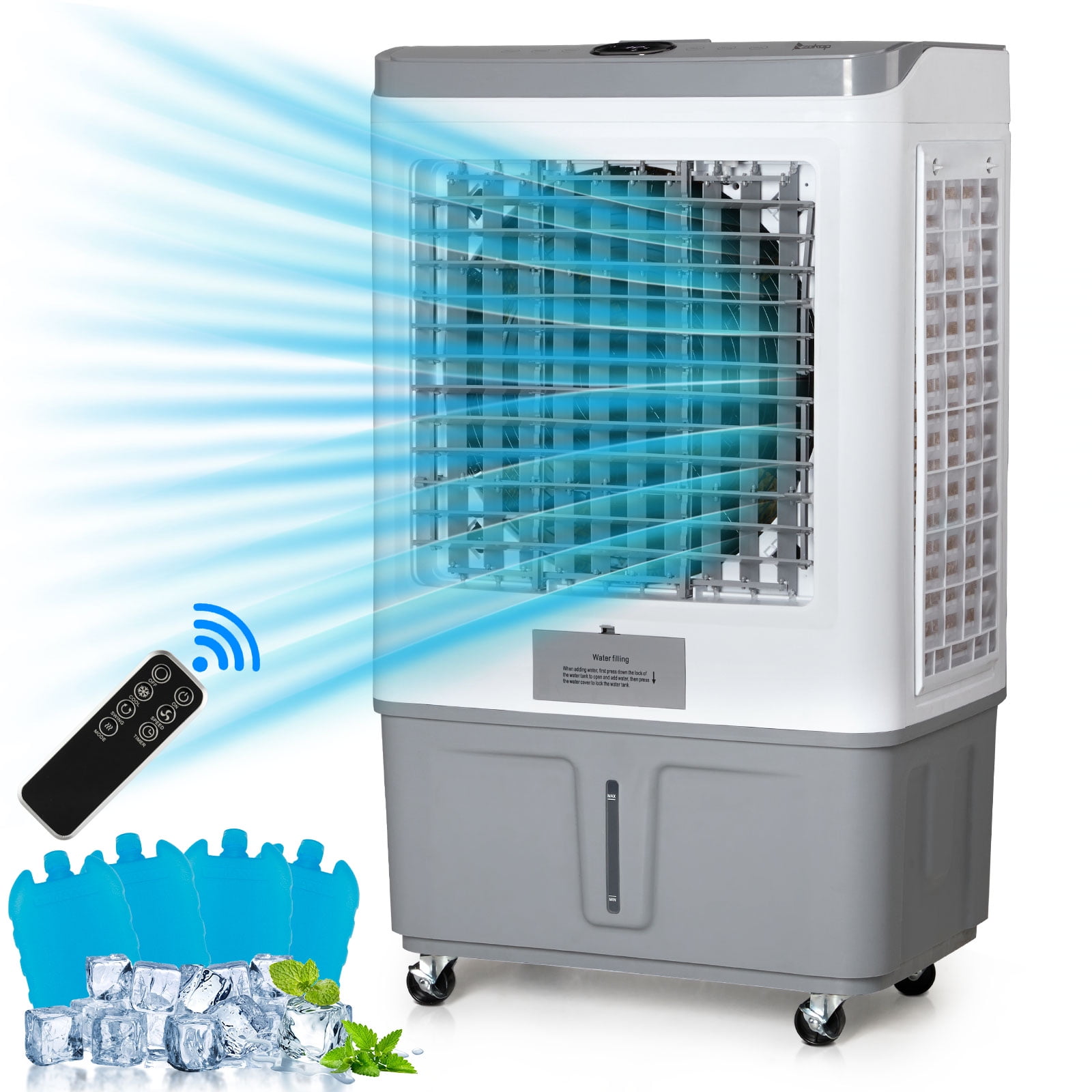 Ktaxon Portable Air Cooler, 2900CFM Evaporative Swamp Cooler with 15 ...