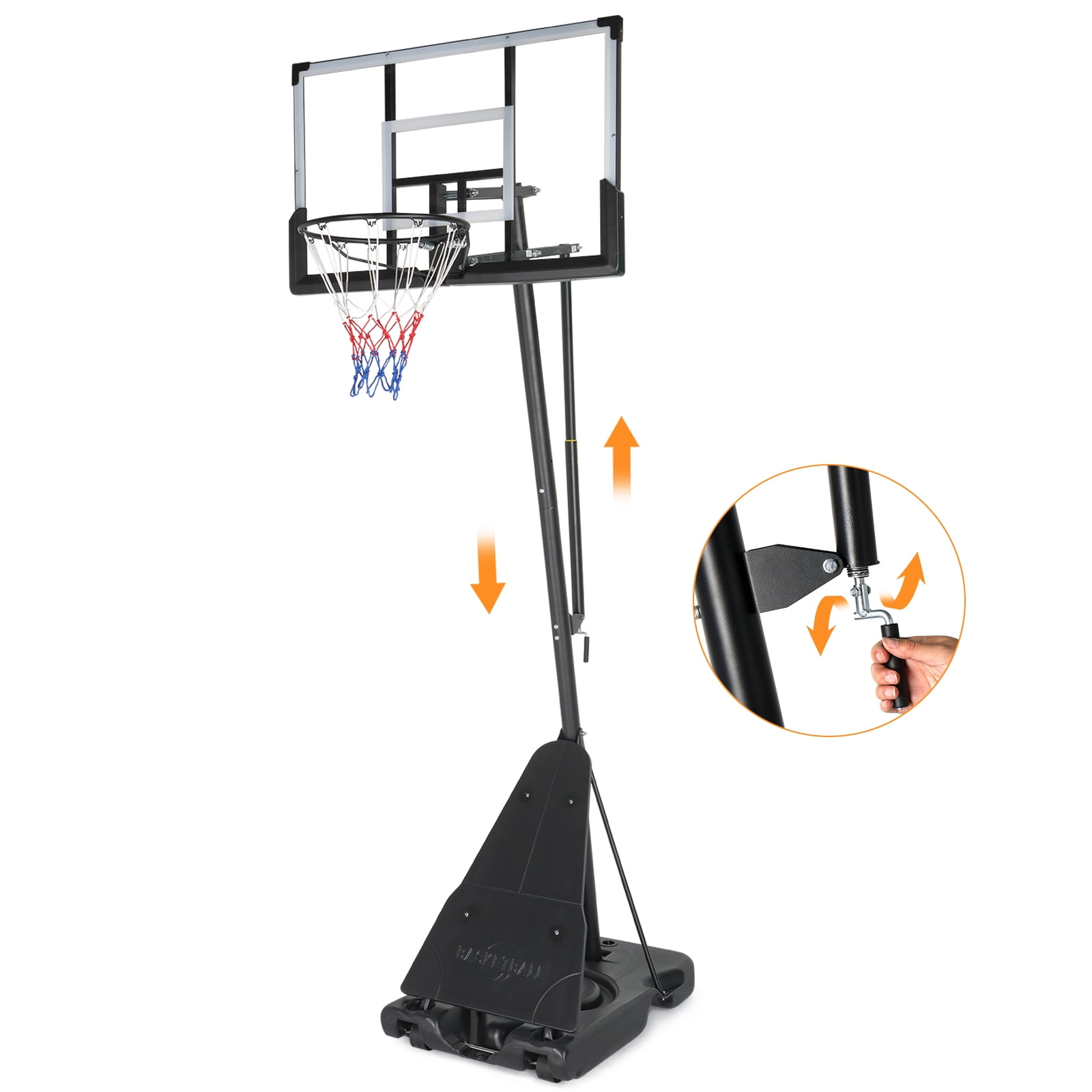 Ktaxon 5.3-10ft Adjustable Portable Basketball Hoop with Rebound Plate ...