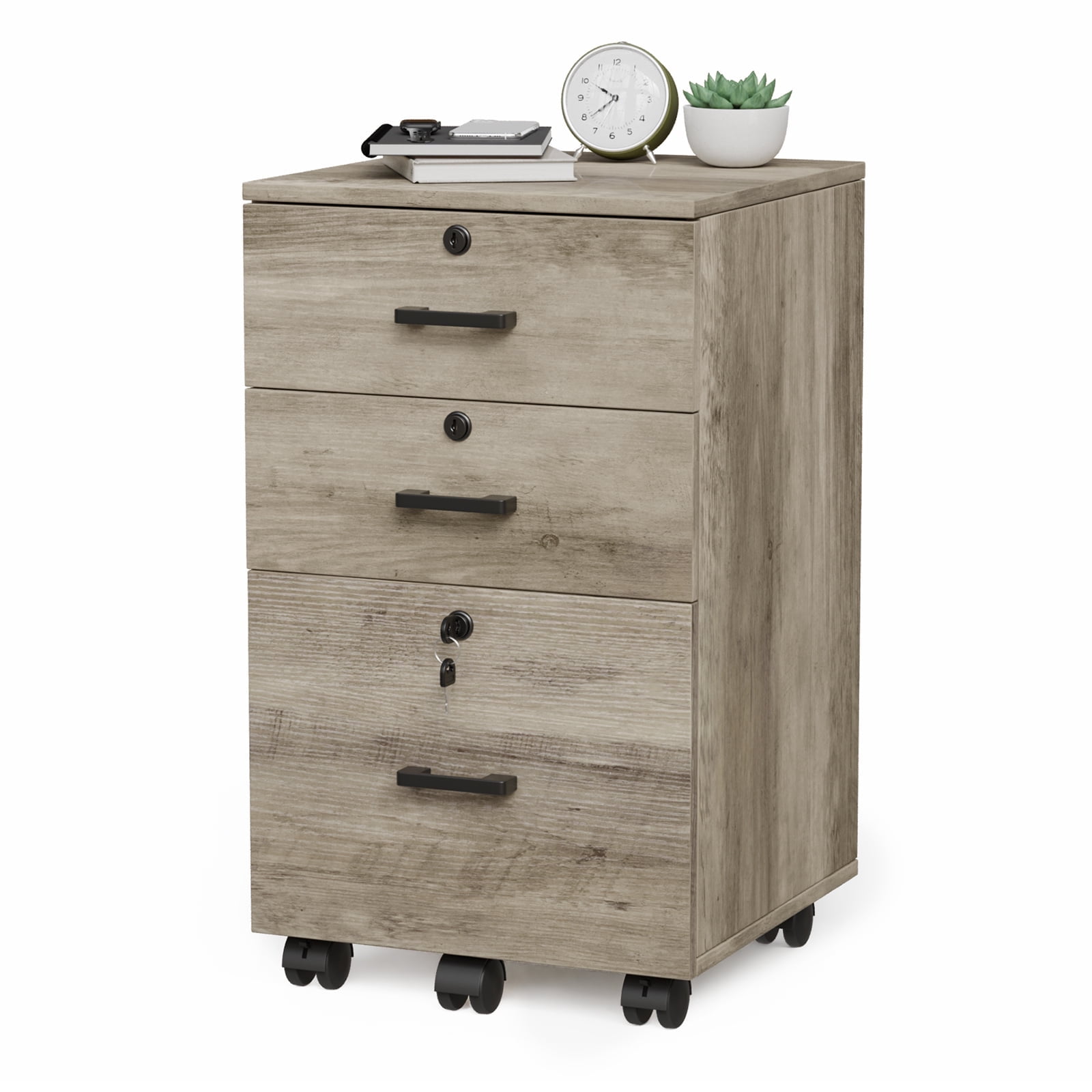"Ktaxon Small Office Cabinet, Slim Narrow 3-Drawer File Cabinet with ...