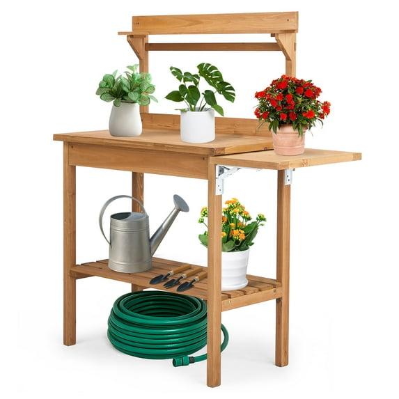 Ktaxon Potting Table Potting Benches with Two Shelves,Weatherproof ...