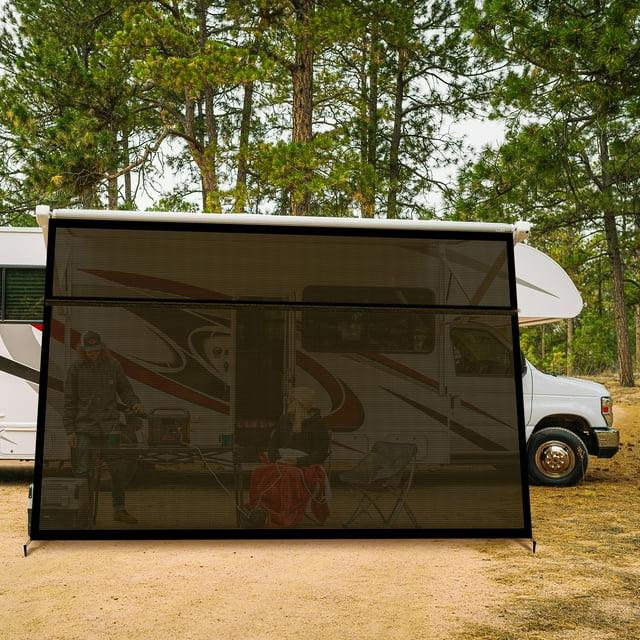 Ktaxon RV Awning Shade Screen with Zipper 8'x14'',Black Mesh RV Awning ...