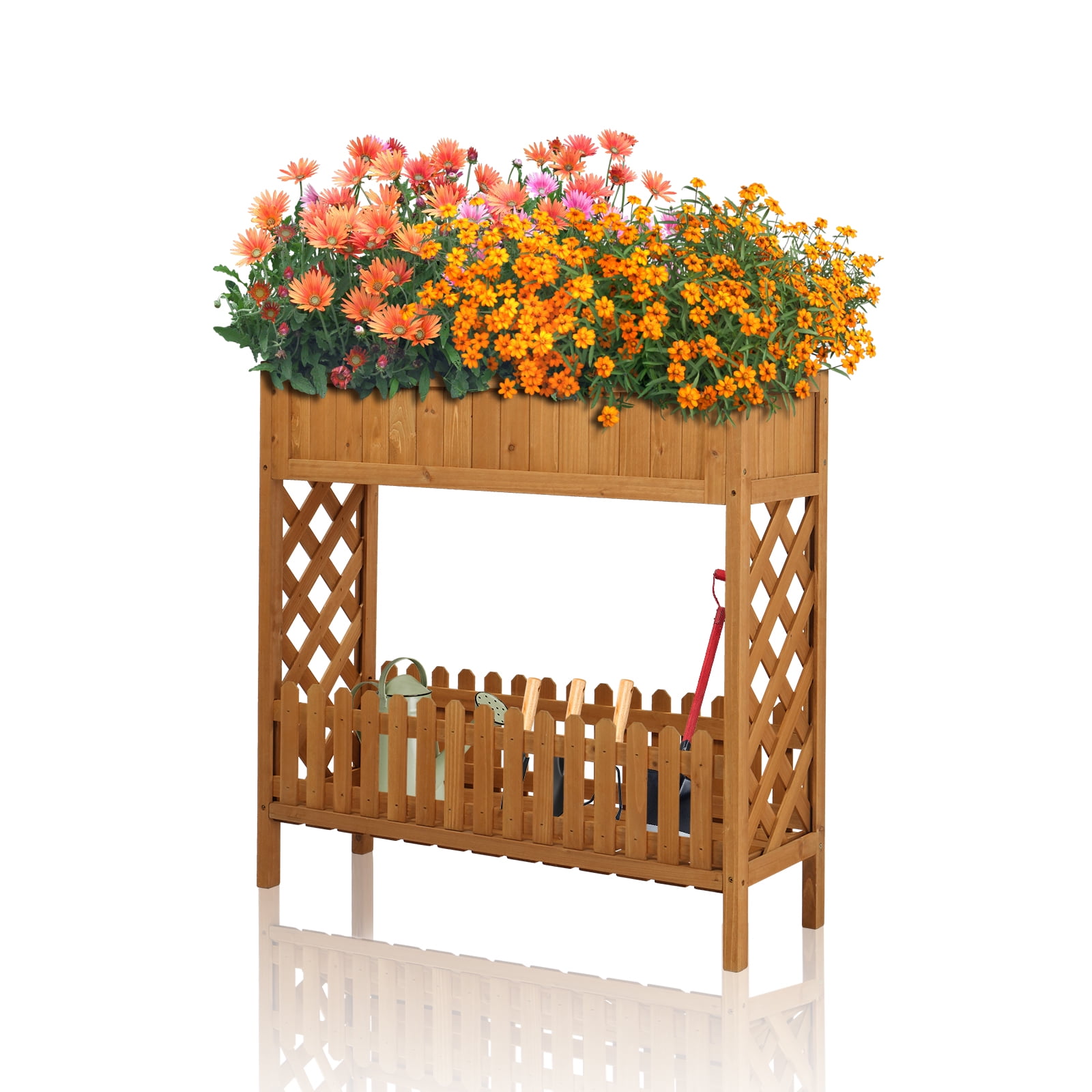 Ktaxon Raised Garden Bed Wood Planter Box, Outdoor Wooden Elevated ...