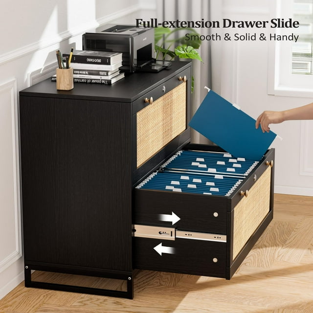 Ktaxon Rattan 2 Drawer Lateral File Cabinet, Assembled, Stable ...