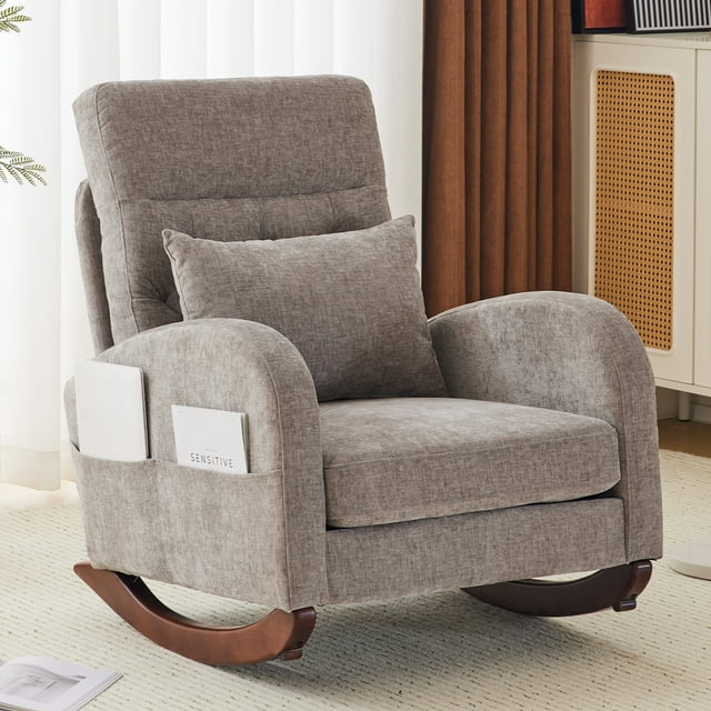 Ktaxon Rocking Accent Chair Glider Reading Chair Comfy Chenille ...