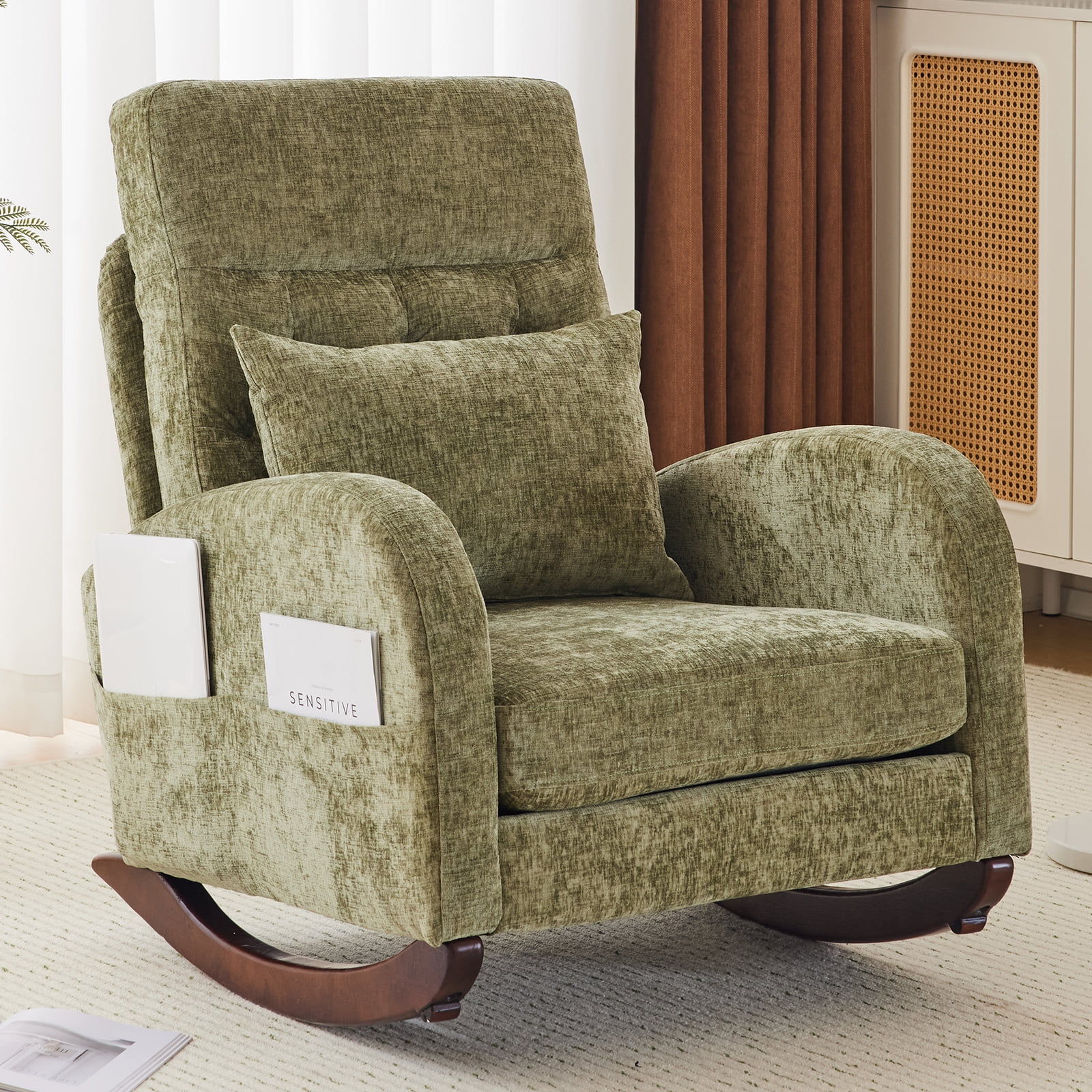 Ktaxon Rocking Accent Chair, Chenille Upholstered Sofa Rocker, Living ...