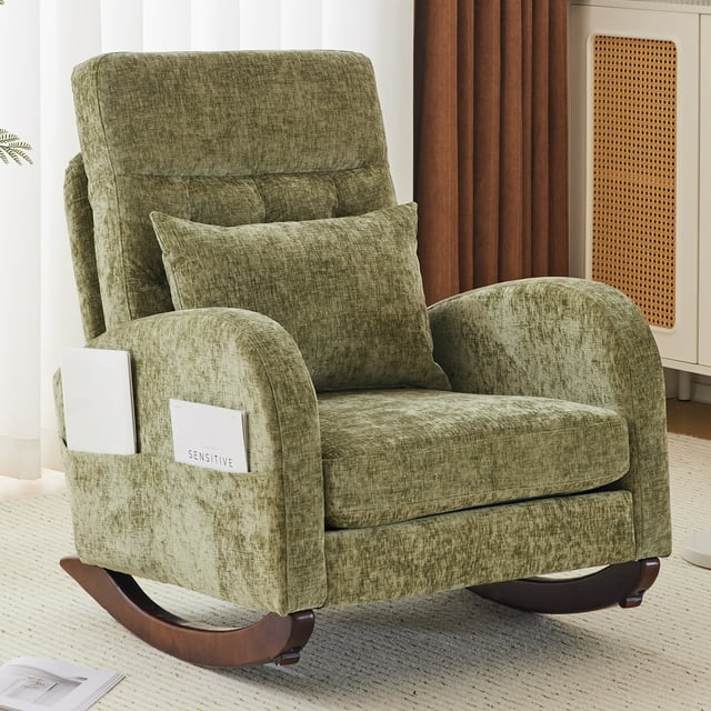 Ktaxon Rocking Accent Chair Glider Reading Chair Comfy Chenille ...